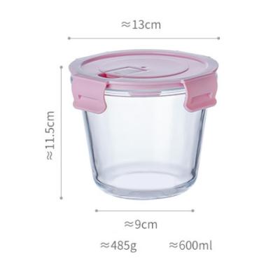 Cina Ciotola di vetro dell'alimento asportabile dell'insieme di cena di 600ML Borosil con il coperchio dei pp in vendita