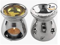 China Heat Resistant Ceramic Essential Oil Warmer Diffuser Silver Decorative for sale