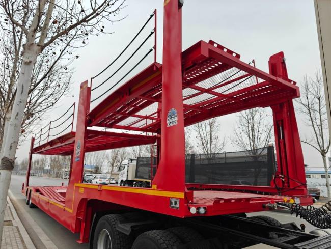 Heavy Duty Vehicle Tilting Car Transport Semi Trailer with Pattern for Car Mover Production