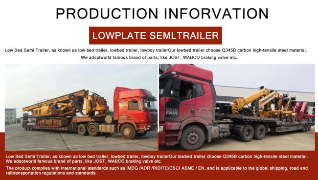 3axles Low Bed Truck Semi Trailers