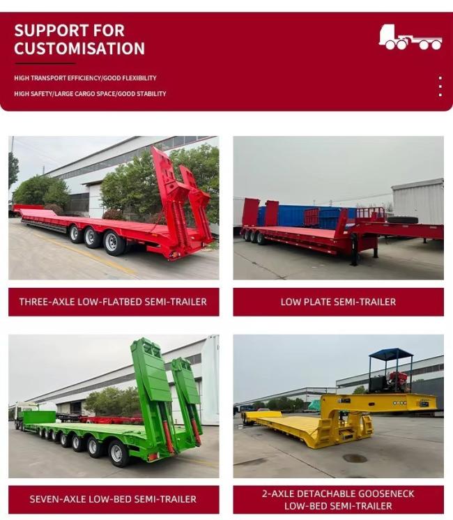 Low Loader Mini Lowboy with Winch Puller Used Low Bed Trailers for Sale in Papua New Guinea 4 6 Axles 60 Tons Steel Semi-Trailer