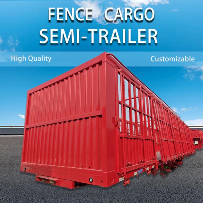 3 Axles Cargo Trailer Enclosed 12 Wheeler Side Wall Trailers 80 Tons Fence Semi Trailer with High Quality