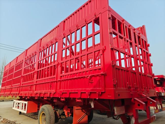 3 Axles Cargo Trailer Enclosed 12 Wheeler Side Wall Trailers 80 Tons Fence Semi Trailer with High Quality