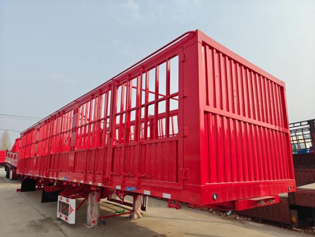 3 Axles Cargo Trailer Enclosed 12 Wheeler Side Wall Trailers 80 Tons Fence Semi Trailer with High Quality
