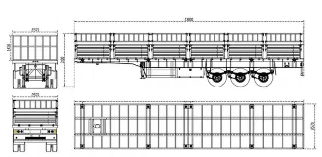 2/3 Axle Heavy Duty Side Wall/Side Board/Drop Side/Fence/Stake Utility Cargo Truck Semi Trailer with Container Lock