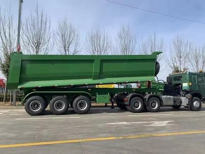 China 3 Axle 35/40/45 Cbm 40 50 60 80 Ton Hydraulic End Tipper Truck Rear Dump Semi Trailer for sale