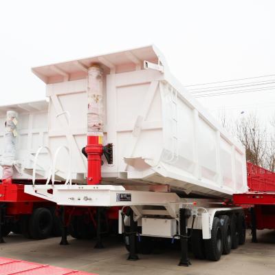 China 351-450hp Half Pipe Rear Dump Truck Trailer Tipper Semi Trailer with 4 Axles 40cbm 80tons for sale