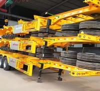 China Self-dumping 2 Axle 20FT Skeleton Container Flatbed Semi Trailer for sale