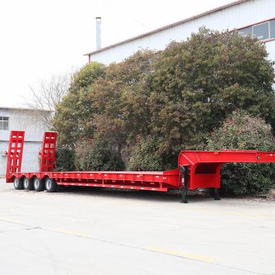 China Semi-Trailer 80 Tons Payload 4 Axles Lowbed Truck with Triangle/Double Coin Tires for sale