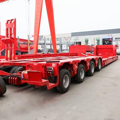 China Triangle /Double Coin Tires 4 Axles Lowbed Truck Semi Trailer for Heavy Load Hauling for sale