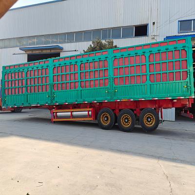 China 3 Axles 40t Side Wall Flatbed Dry Cargo Carrier Fence Cargo Semi Trailers for Cargo for sale