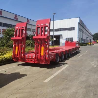 China 60-80 Tons Lowbed Semi Trailer with 12 Tyres and Leaf Spring Suspension/Air Suspension for sale
