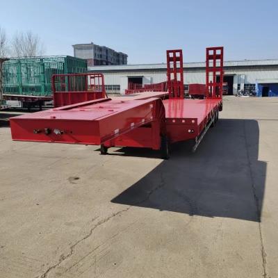 China Leaf Spring Suspension Front Loading Hydraulic Excavator Low Bed Trailer for Flatbed for sale
