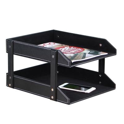 Cina Hotel/Home Office Letter Size Document Tray Stationery Folder Desk Folder Leather Stackable Tray in vendita