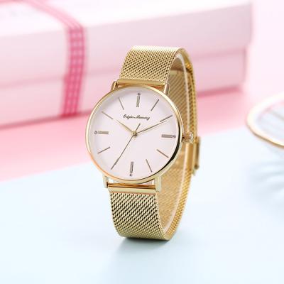 Cina Quadrante 36mm semplici di Mesh Strap Ladies Quartz Watch dell'acciaio inossidabile dell'oro grande in vendita