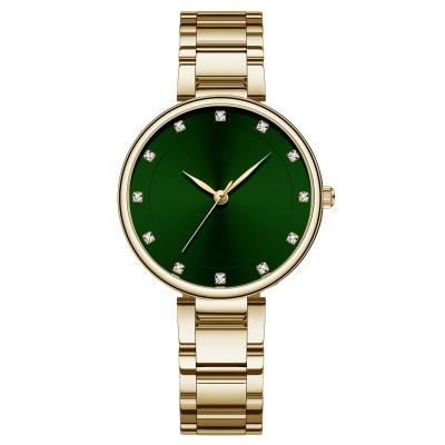 Cina Orologio al quarzo da donna con quadrante verde da 32 mm in acciaio inossidabile con orologio commemorativo personalizzato impermeabile in vendita