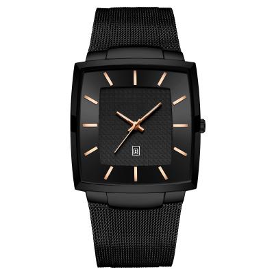 Cina Orologio da uomo rettangolare ultrasottile da 48 mm Movimento al quarzo Cinturino in acciaio inossidabile Business Versione unica Logo personalizzabile in vendita