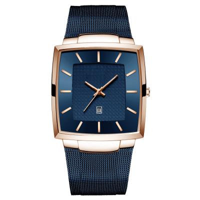 Cina Orologio da uomo rettangolare ultrasottile da 48 mm Movimento al quarzo Cinturino in acciaio inossidabile Business Versione unica Logo personalizzabile in vendita
