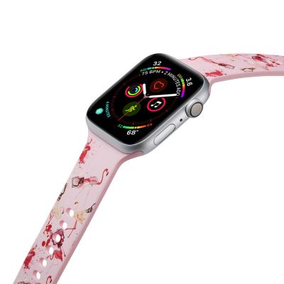Cina Custom Printed 38mm 40mm 42mm Silicone Watch Strap Intelligent Portable Replacement in vendita