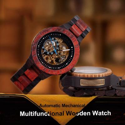 Cina Legno svizzero luminoso meccanico di legno dell'orologio 3BAR del giapponese 47.9mm in vendita