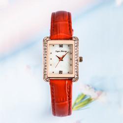 Cina Orologio analogico giallo 24cm Diamond Rectangle Watch Womens 3ATM del quadrante della cinghia di cuoio in vendita