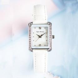 Cina Orologio analogico giallo 24cm Diamond Rectangle Watch Womens 3ATM del quadrante della cinghia di cuoio in vendita