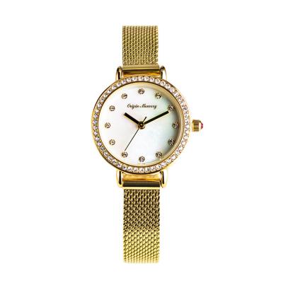 Cina Orologio di oro rotondo del Giappone Movt 32mm Mesh Belt Waterproof Quartz in vendita