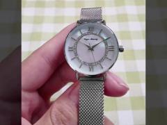 Ladies 3ATM Quartz Analog Watch 18mm Mop Dial Watch Mesh Strap