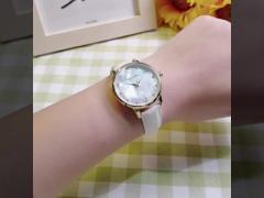 1.25 Inch Yellow Leather Strap Watch Ladies Quartz Waterproof