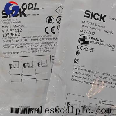 China Sick GL6-P7112 Mini photoelectric sensor, reflective, dual lens, 5-meter, visible red, PNP, M12 connector for sale