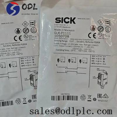 China GL6-P1111 Sick PLC  Miniature Photoelectric Sensor,Retroreflective,5m,Visible Red PNP Cable for sale