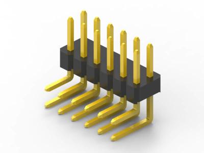 China Brass 2.00 Mm Pcb Header Pins Dual Row , Through Hole 14 Pin Header Connector for sale