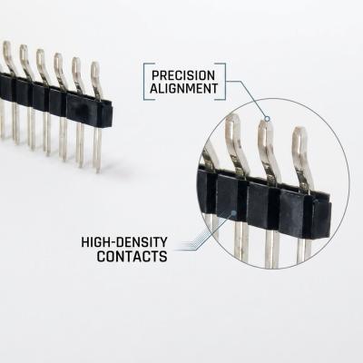 China Machine Pin Round Male Header Connector 2.54mm Pitch Precision Machined Contacts Dual Row PCB for sale