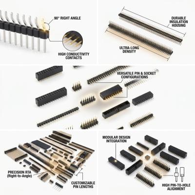 China Single Row Straight Male Pin Header Connector 2.54mm Pitch Through-Hole PCB Mount 40-Pin Strip for sale