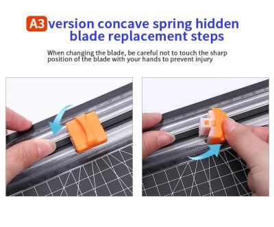 China Trimmer de papel A3 manual compacto com lâmina segura e espessura de corte de 1 mm em preto à venda