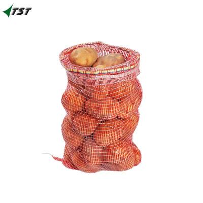 China 53*89cm Red White Color Plastic Pp Leno Mesh Bag For Potato Packing for sale