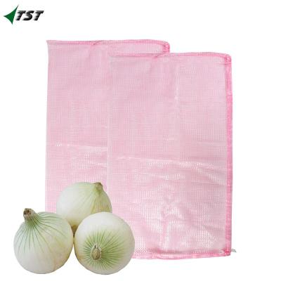 China 100% New Material Pink Color Pp Polypropylene Leno Bags / Onion Packaging Bags for sale