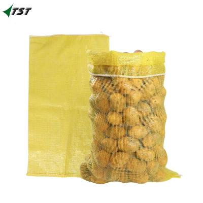 China 50kg  Yellow  Polypropylene  Tubular Mesh Bag Sack For Potato Packing for sale