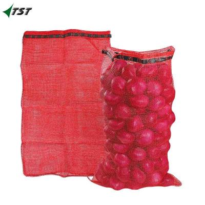 China 48*78cm 25kg Senegal Red Pp Potato Leno Bag / Onion Sacks Bulk for sale