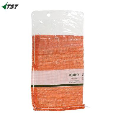China 10lb Small Size Orange Color Pp Plastic Leno Mesh Bag With Custom Logo for sale