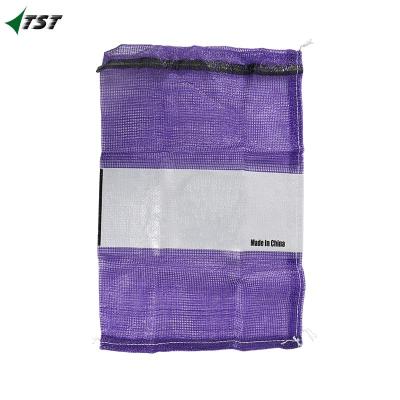 China Purple Color Drawstring Pp Leno Mesh Bag For Onion Firewood Seafood Vegetable Packing for sale