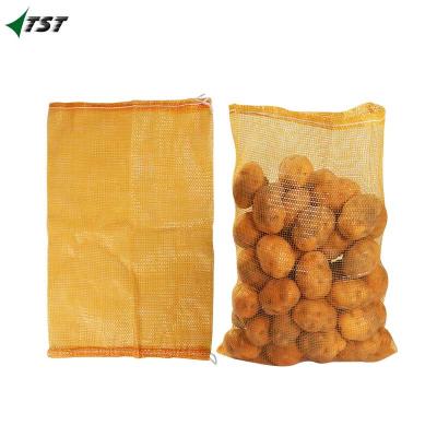 China Yellow Circular Tubular Mesh Bag For Potato Polypropylene Leno Bags for sale