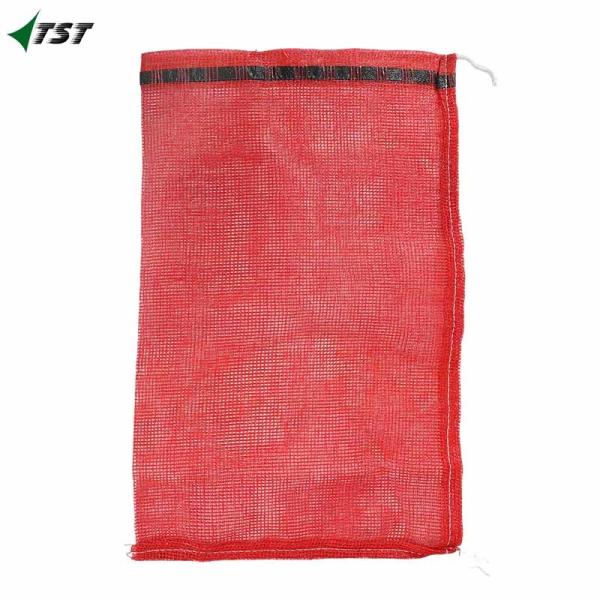 Quality 44*62cm Red Color Drawstring Pp Leno Mesh Bag For Firewood Packing for sale