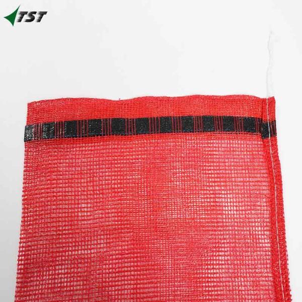 Quality 44*62cm Red Color Drawstring Pp Leno Mesh Bag For Firewood Packing for sale
