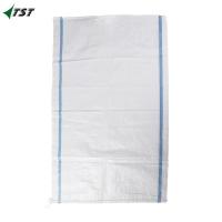 Quality 50kg 100kg White Woven Polypropylene Bags For Cereal Seeds With Blue Strips for sale