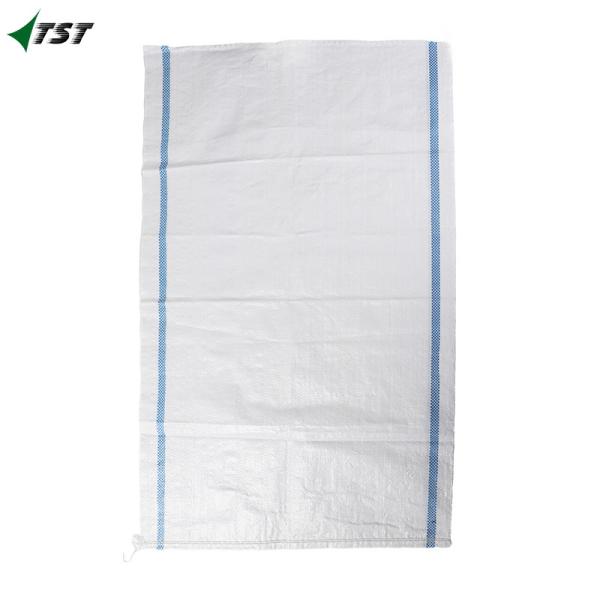 Quality 50kg 100kg White Woven Polypropylene Bags For Cereal Seeds With Blue Strips for sale
