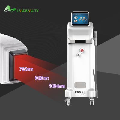 China Professional 755 808 1064 808nm diode laser hair removal machine with CE approved for sale