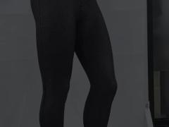 Desporto Mulheres Leggings sem costura cintura alta Controle de barriga Poliéster preto