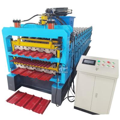 China “Automatic Three Layer Roll Forming Machine for Roof and Wall Corrugated Sheet PLC Control Glazed Tile Color Steel Three Layer Machine” for sale