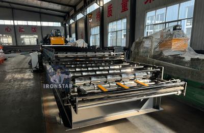 China 6 rib trapezoidal and 6 rib bamboo tile double layer roll forming machine in Romania 2 layer roll forming machine for sale